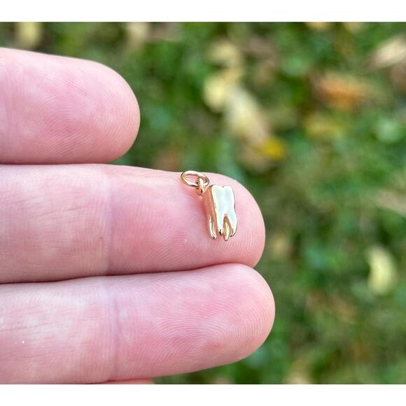 Jewelry | Bronze Realistic Tooth Charm With Optional 14k Gold Filled ...